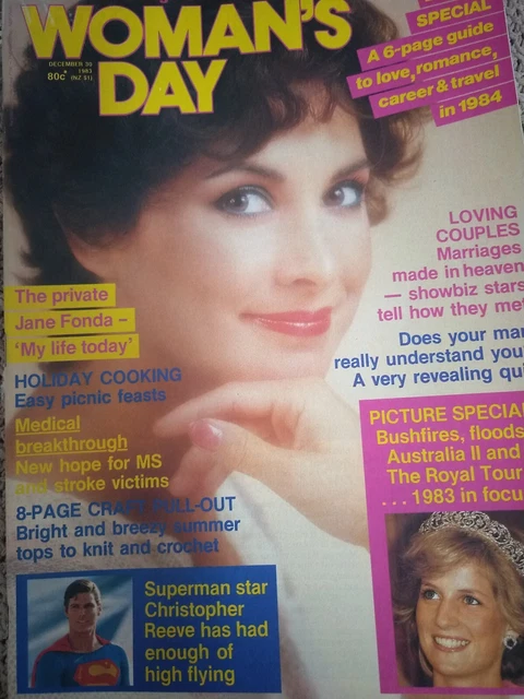 1983 WOMANS DAY magazine Jane Fonda~Christopher Reeve~Peta Toppano ...