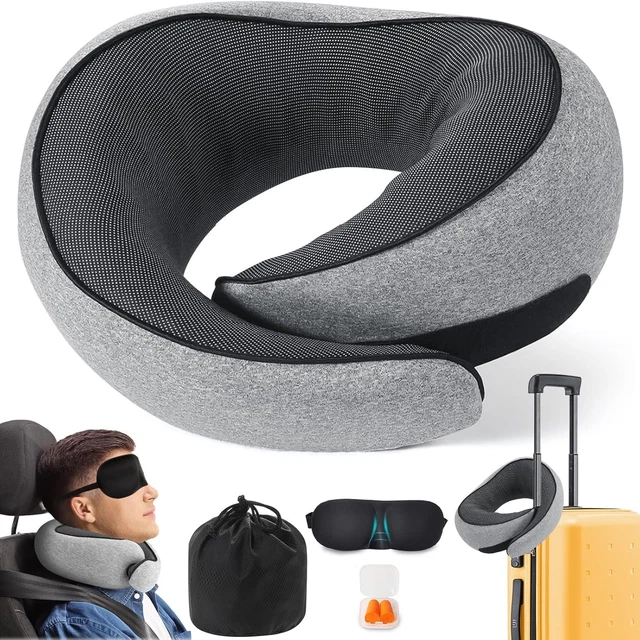 TRAVEL PILLOW, BEST Memory Foam Neck Pillow Head Support Soft U Shaped ...