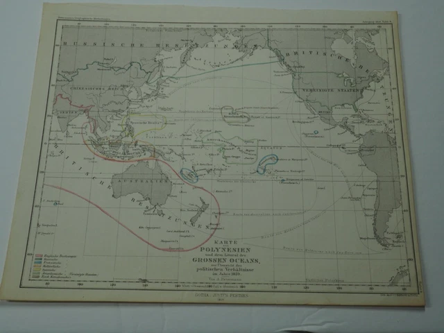 VINTAGE &MAP OF Polynesia and the Litoral of the Great Ocean, showing ...