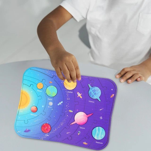 SOLAR SYSTEM MODEL Board Matching Montessori Puzzle for Boys Kids Gifts ...