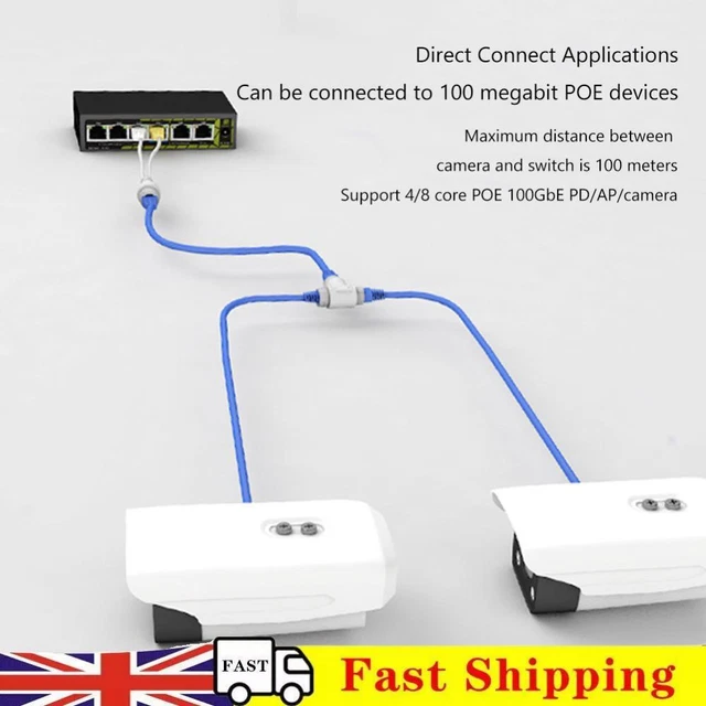 POE CABLE CONNECTOR Splitter Dual IPC 2-in-1 Plug and Play for IP ...