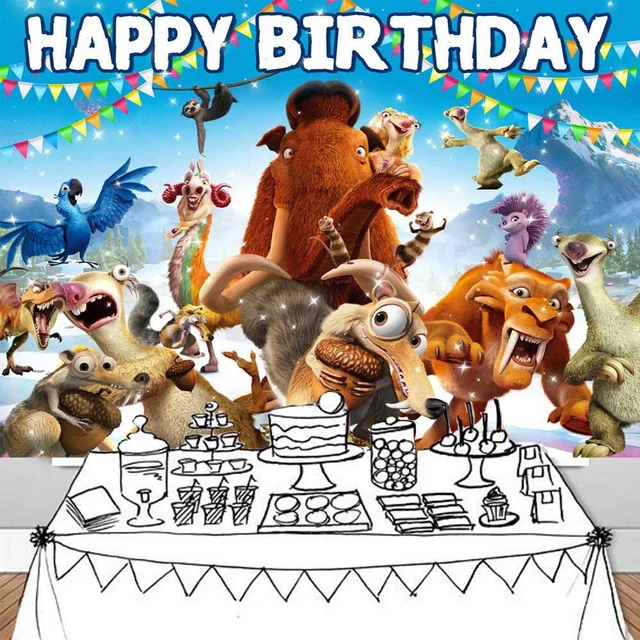 ICE AGE HAPPY Birthday Backdrop Banner Background Cartoon Decoration ...