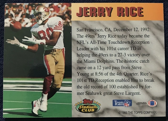 JERRY RICE STADIUM Club Members Only autograph card, 1993 NFL, 49ers ...