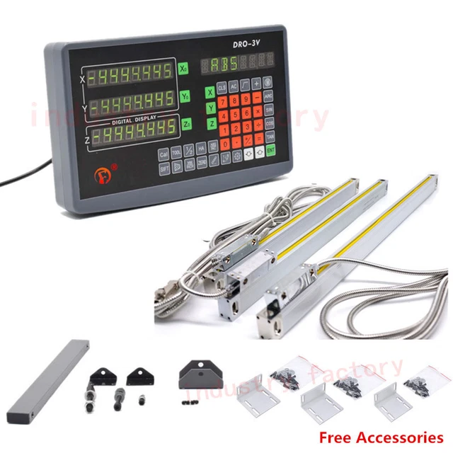 3AXIS DIGITAL READOUT DRO+5μm TTL Linear Scales Optical Ruler 150&200 ...