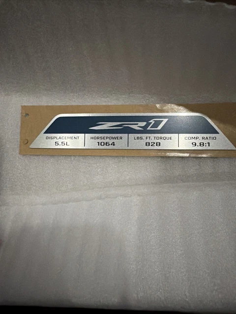 2025-2026 CHEVROLET CORVETTE C8 ZR1 Engine Specification Plaque ...