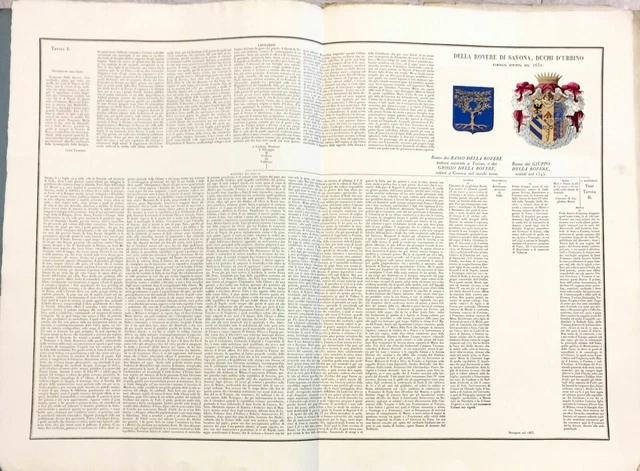 1863 ALBERO GENEALOGICO Con Stemma Famiglia Della Rovere Savona Duchi ...