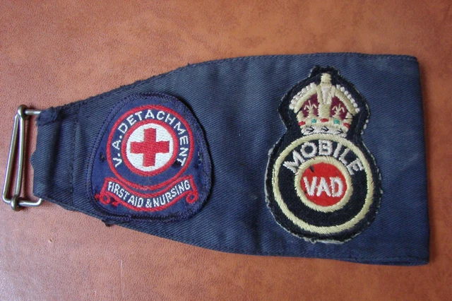 VINTAGE WW2 BRITISH Red Cross VAD Voluntary Aid Detachment brassard ...