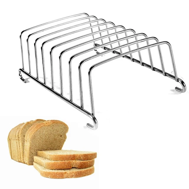 STAINLESS STEEL TOAST Rack Holder 8 Slots Slice Serving Bread Loaf ...