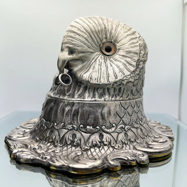 UNUSUAL ANTIQUE 19TH Century Dutch Export Silver Owl Inkwell $1,995.00 ...