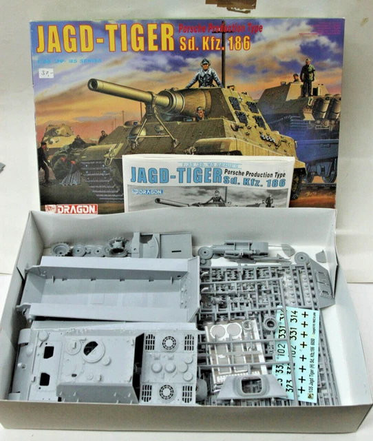 1:35 DRAGON 6051 Jagdtiger Porsche Sd.Kfz. 186 teilgebaut / unbemalt ...