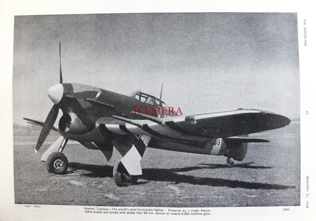 WW2 HAWKER TYPHOON Fighter Aircraft ADVERT #13 Original 1944 Photo ...