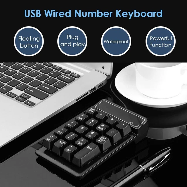 19 KEYS USB Wired Numeric Keyboard Mechanical Hand Small Digital Keypad ...