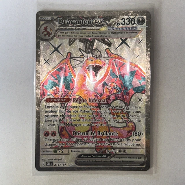 CARTE POKÉMON DRACAUFEU EX TC - 215/197 - Flammes Obsidiennes -EV3 - FR ...