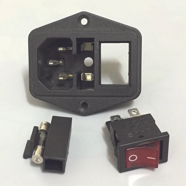 INLET MODULE PLUG 5A Fuse Switch Male Power Socket 10A 250V 3 Pin ...