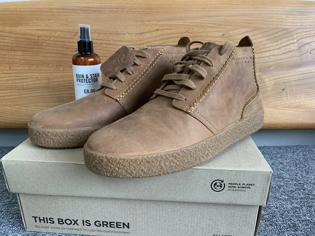 CLARKS MENS STREETHILL Mid Boots Dark Tan UK Size 8.5 G Wallabees NEW ...