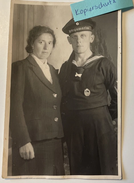 MARINE KRIEGSMARINE SOLDAT Herr Frau Ehepaar Uniform Original Foto ...