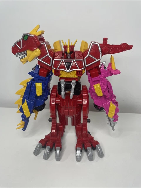 POWER RANGERS DINO Charge rot T-Rex Zord Megazord mit Stego und Tricera ...