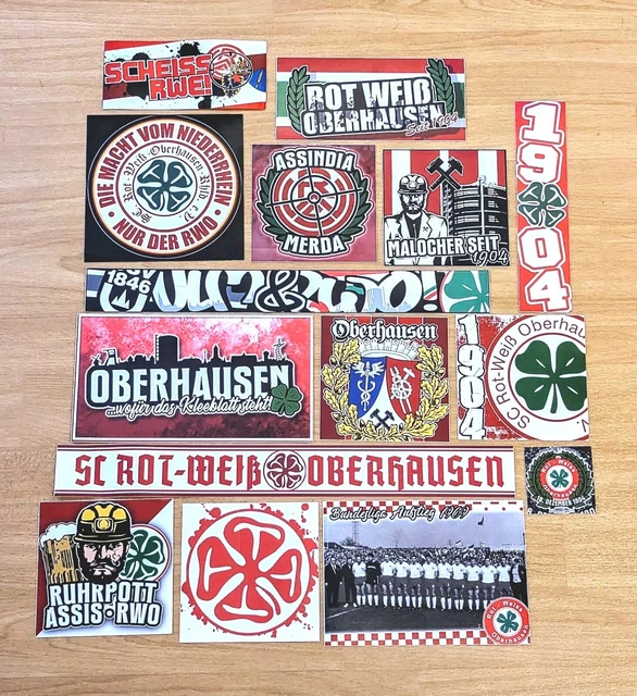 AUFKLEBER MIX ROT Weiß Oberhausen 15x Ultras Fanszene Sammlung RWO ...