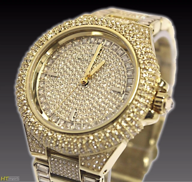 MICHAEL KORS MK5720 Camille Ladies Gold Glitz Stainless Chrono Watch ...