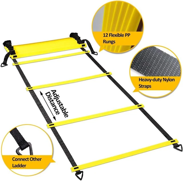 SPEED & AGILITY Training Set–20Ft Adjustable Agility Ladder, 12 Disc ...