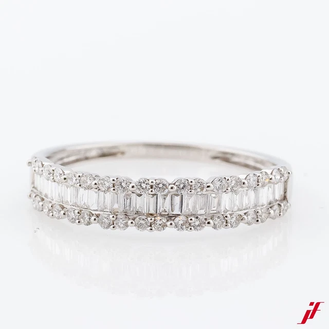 ANELLO 18K ORO Bianco Diamanti Brillanti Baguette 0,46ct - Valore EUR 1.225,13 - PicClick FR