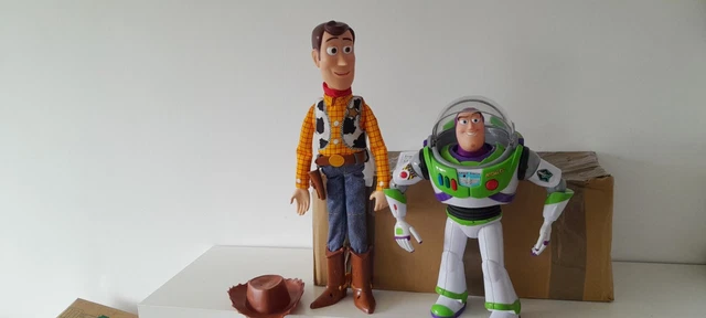 TOY STORY INTERACTIVE Buzz Lightyear Woody Drop Down Action Self Moving ...