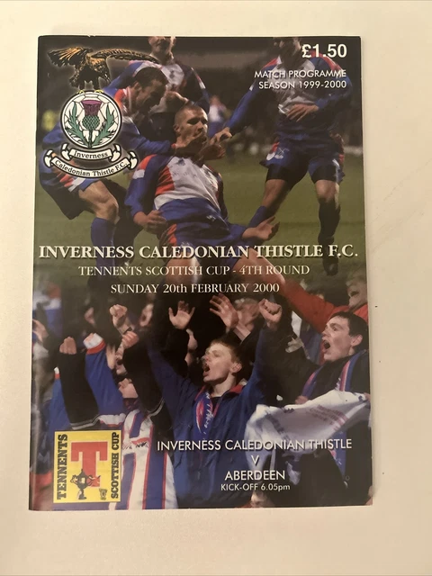 INVERNESS CALEDONIAN THISTLE V Aberdeen 20/2/00 Match Programme £2.99 ...