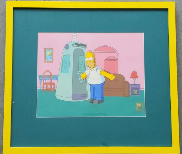 THE SIMPSONS ORIGINAL Production Cel Homer Simpson Time Machine Matted ...