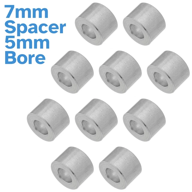 10PCS 7MM ALUMINIUM Column Spacers 5mm Bore V Wheels Slot Replacement ...