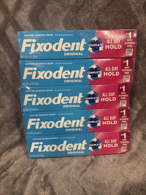 FIXODENT COMPLETE ORIGINAL Denture Adhesive Cream, 2.4 oz, 5-Pack ...