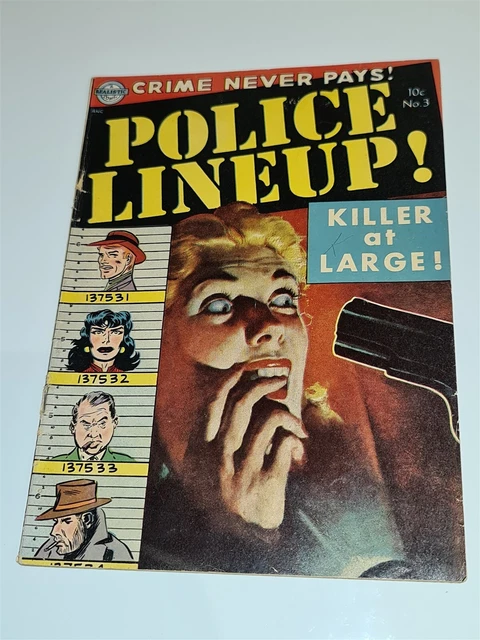 POLICE LINEUP #3 Vg (4.0) April 1952 Kubert Crime Realistic Comics £59. ...