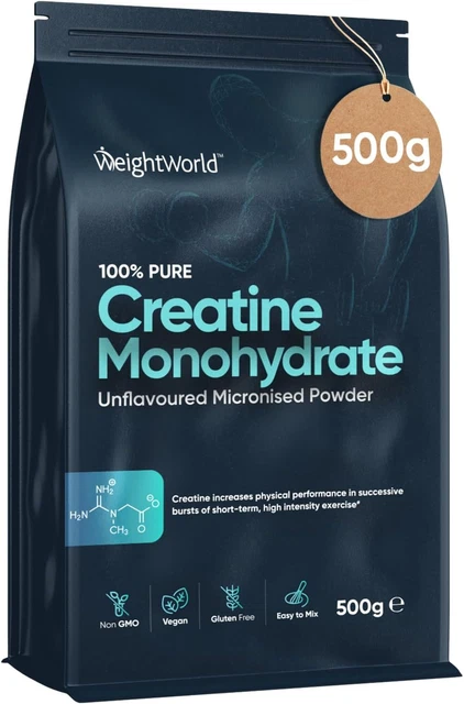 CREATINE MONOHYDRATE POWDER 500G - Micronised, Unflavoured & Vegan ...