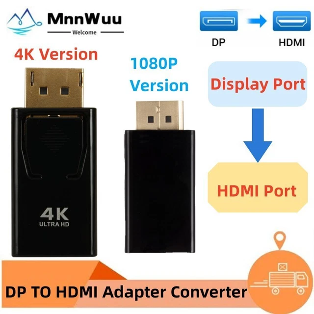 4K DISPLAYPORT TO HDMI Adapter Converter DP Male to HDMI Female for PC ...