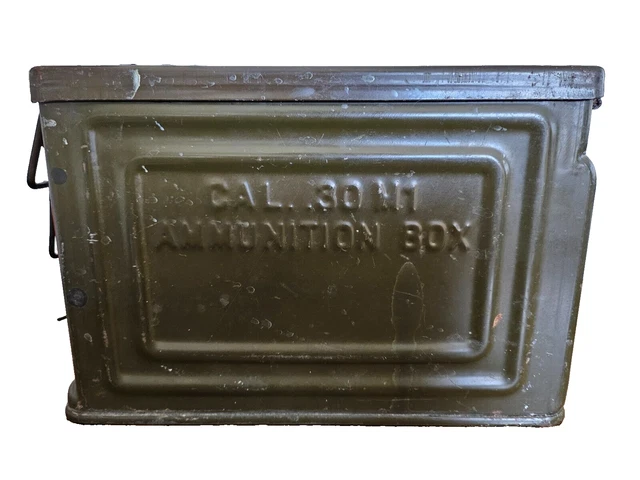 VINTAGE METAL AMMO BOX (Green) Crown US .30 CAL M1 AMMUNITION BOX Army ...