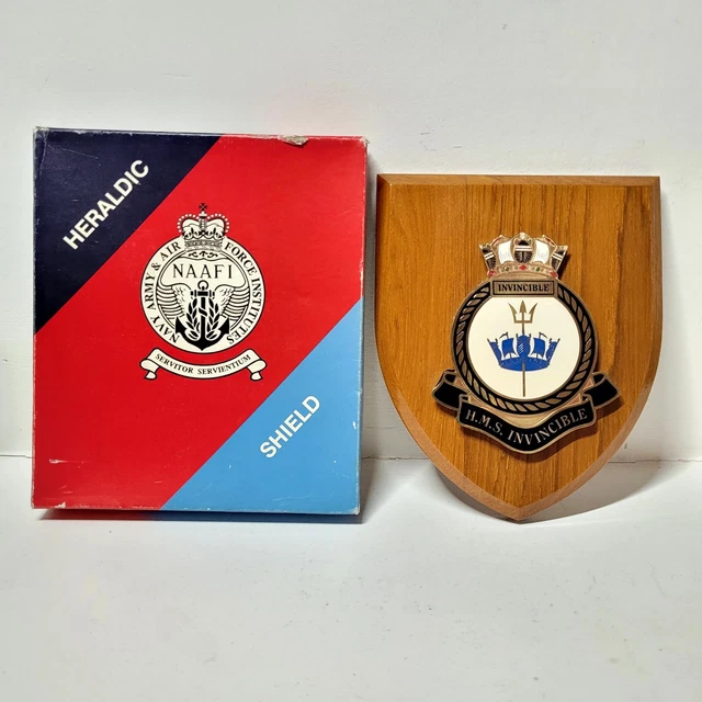 HMS INVINCIBLE SHIELD Plaque Crest Royal Navy Army & Air Force ...