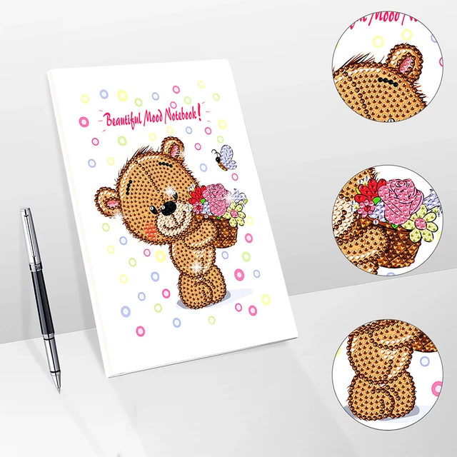 50 PAGES A5 Diamond Art Painting Notebook Kits Love Bear Special Shaped ...