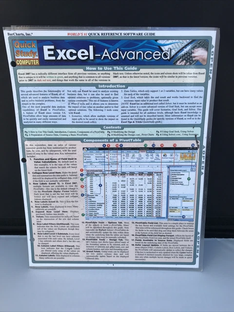 EXCEL-ADVANCED BY JOHN Hales (English) Bar Charts Quick Study Computer ...