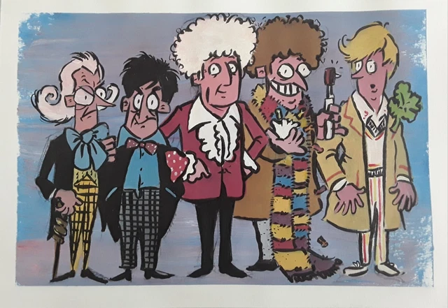 DOCTOR WHO ORIGINAL Cartoon Art "The Five Doctors" A4 £15.00 - PicClick UK