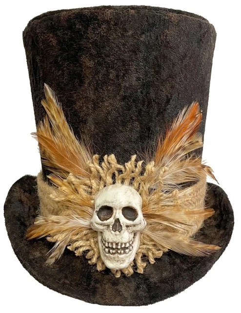 TALL TOP HAT Voodoo Skull Witch Doctor Brown Gothic Steampunk Horror ...