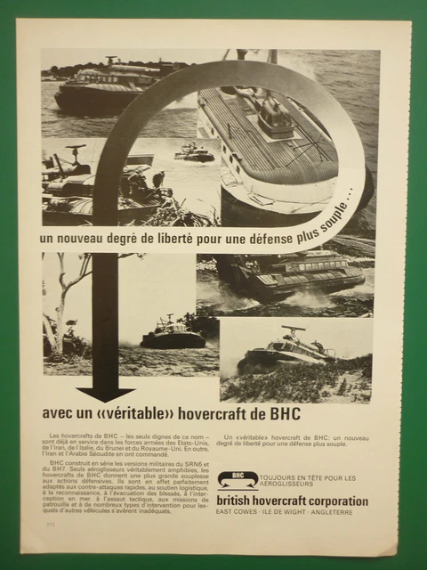 4/1971 PUB BHC British Hovercraft Srn6 Bh7 Military Civil Hovercraft ...