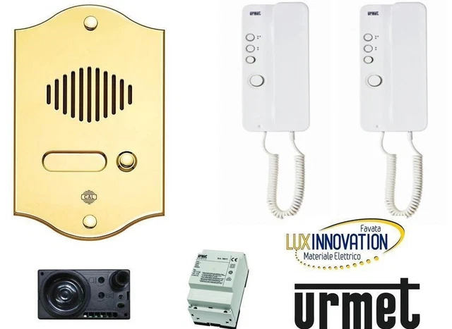 URMET 2 CORN Gold Brass Button Single Family Intercom Kit £232.74 - PicClick UK