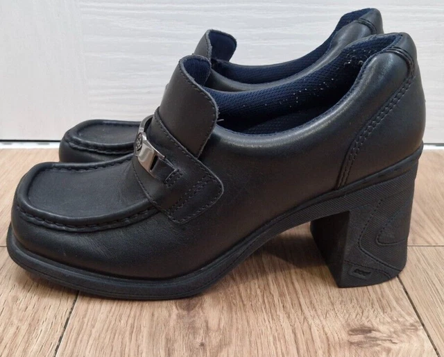 POD CHUNKY HEEL women's shoes retro 90s leather black size UK 6.5 £29. ...