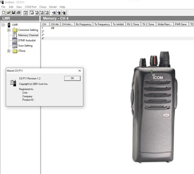 ICOM CS-F11 REV. 1.2 PROGRAMMING & CLONE SOFTWARE for IC-F11/F12 IC-F21 ...
