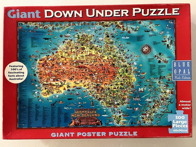 GIANT DOWN UNDER Australia Map Jigsaw Puzzle 300 Piece - Blue Opal $15. ...