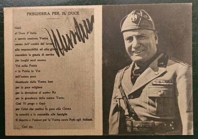 CARTOLINA PREGHIERA PER Il Duce Mussolini In Divisa Alterocca Terni EUR ...