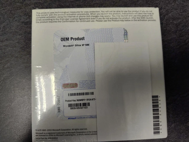 MICROSOFT OFFICE XP Sbe Small Business Edition Oem Word Excel Outlook ...
