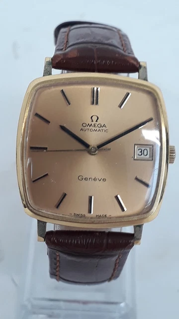 OMEGA GENEVE AUTOMATIC Watch Swiss Made Gold Tone Dial Date Window ...