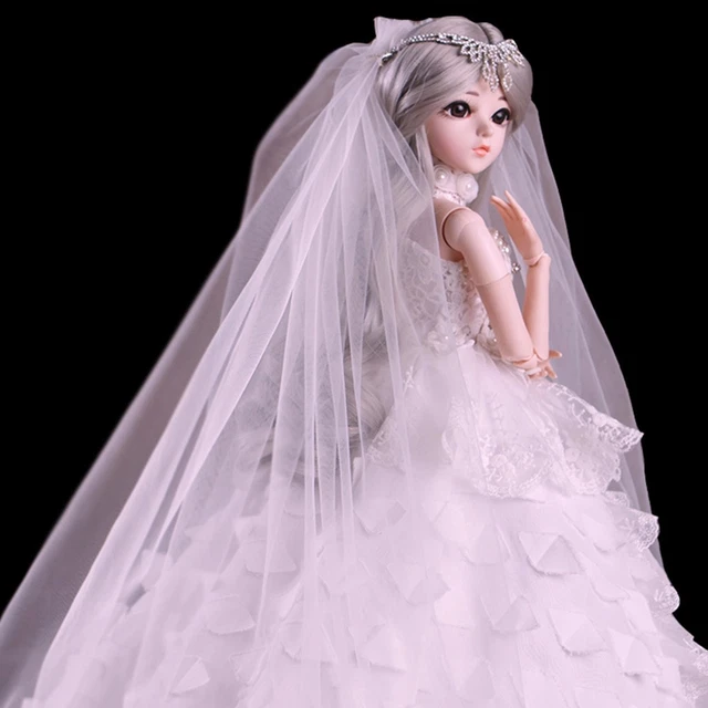 60CM BJD DOLL 1/3 Ball Jointed Bride Girl Dolls With Wigs Wedding Dress ...