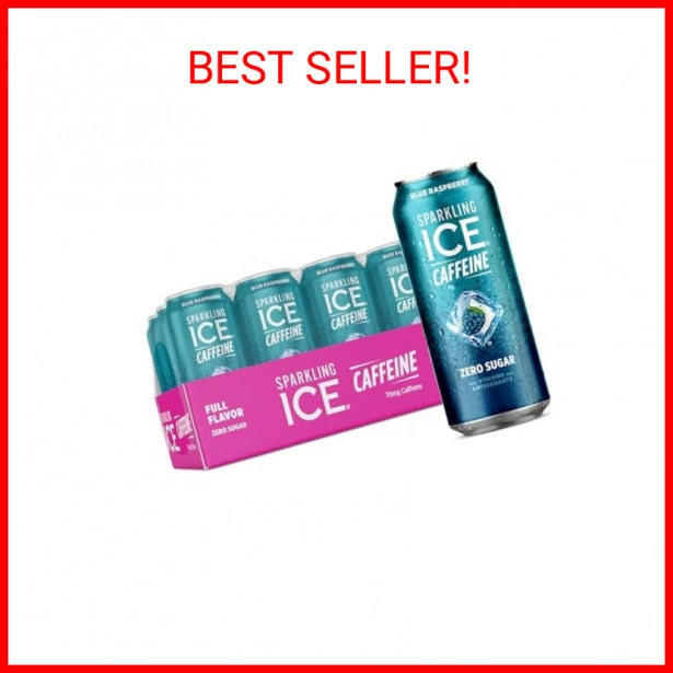 SPARKLING ICE CAFFEINE Blue Raspberry Sparkling Water with Caffeine ...