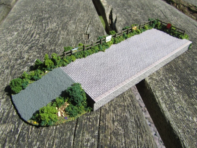 N GAUGE MODEL railway layout station halt platform scenery with fencing ...